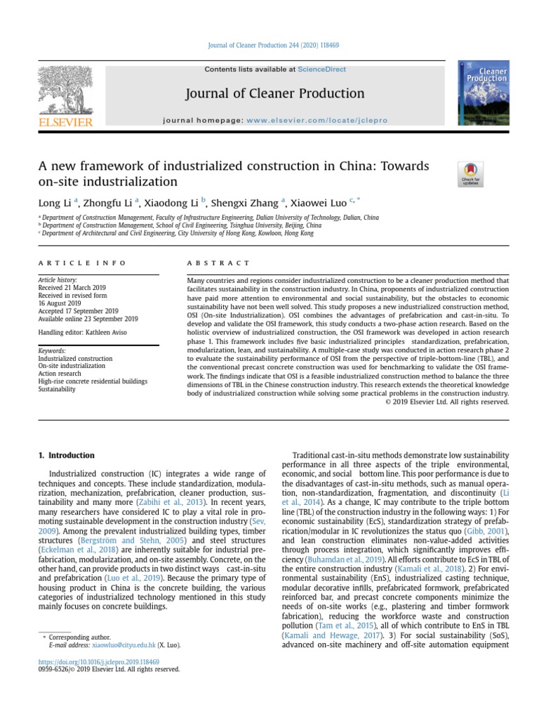 Li Et Al. - 2020 - A New Framework of Industrialized Construction in ...