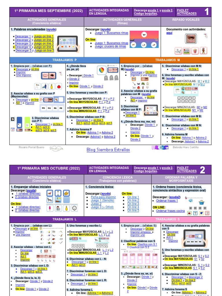 1º Primaria Planificaciones 2022-23 Siembraestrellas | PDF | Sílaba ...