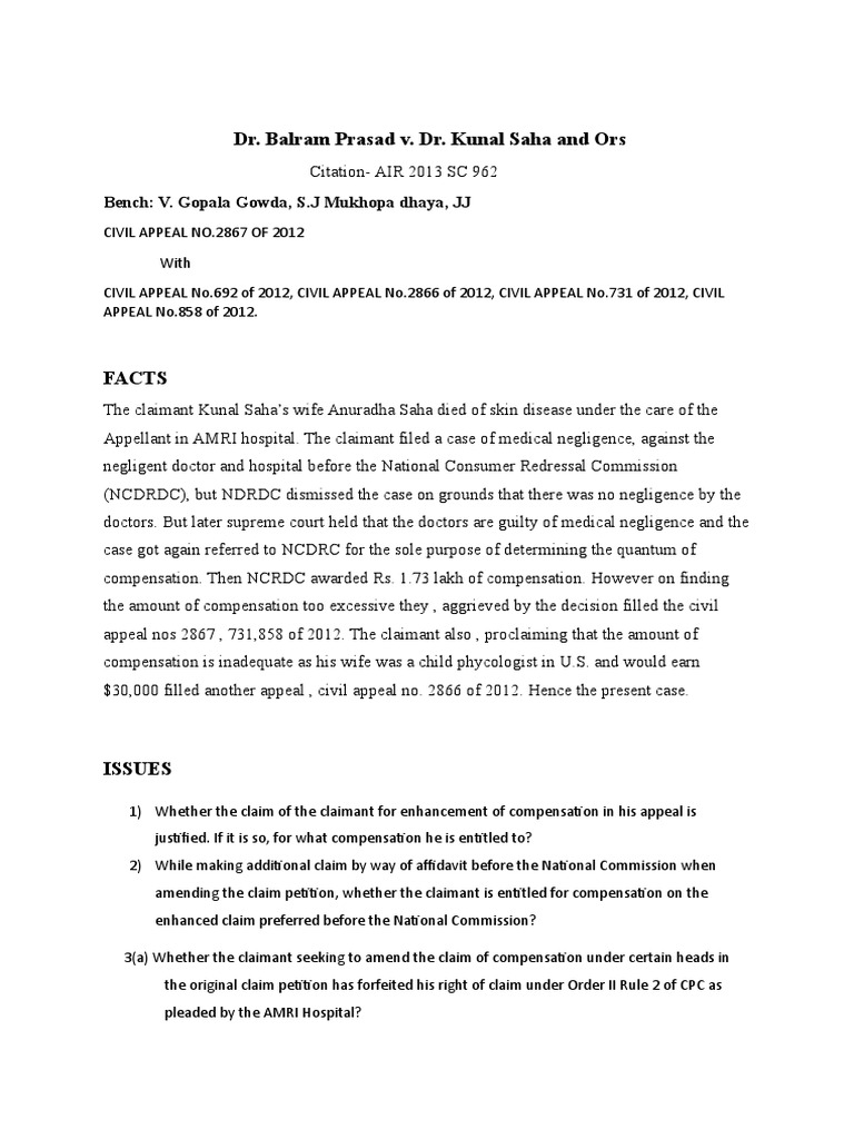 Balram Prasad Vs Kunal Saha | PDF