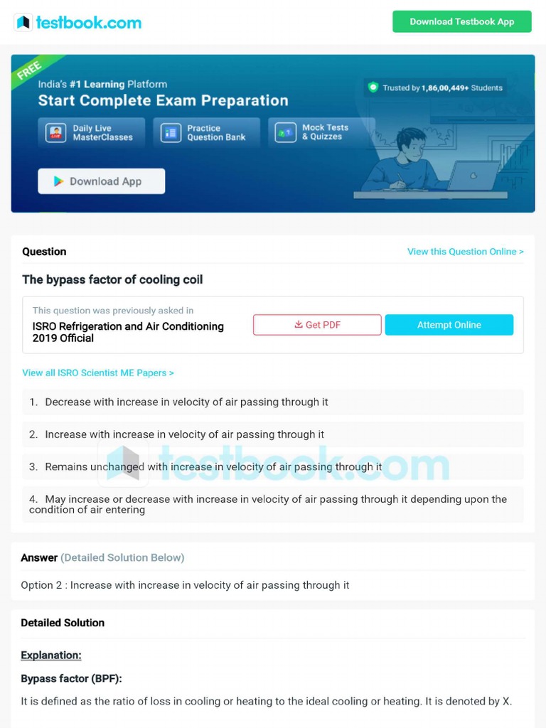 The Bypass Factor of Cooling Coil 600ff809683b3fedab494e86 | PDF