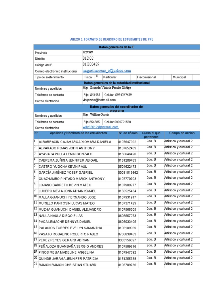 Ficha de Inscrpcion 2B | PDF