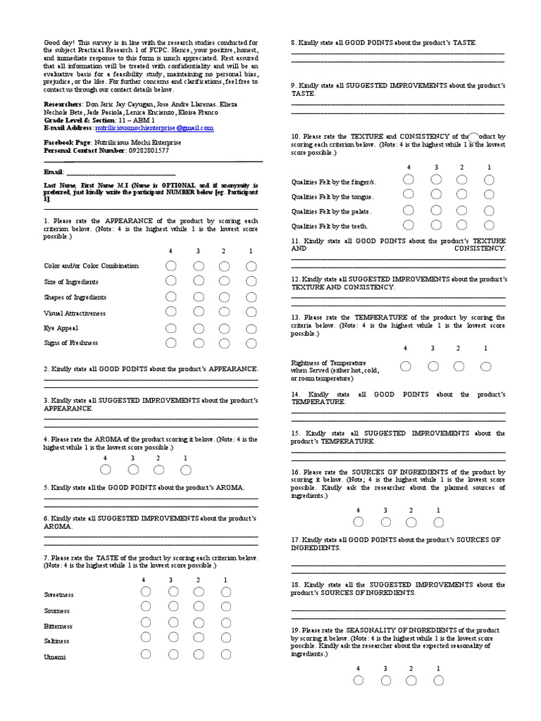FCPC Data-Gathering PR1 Group-7 | PDF | Taste