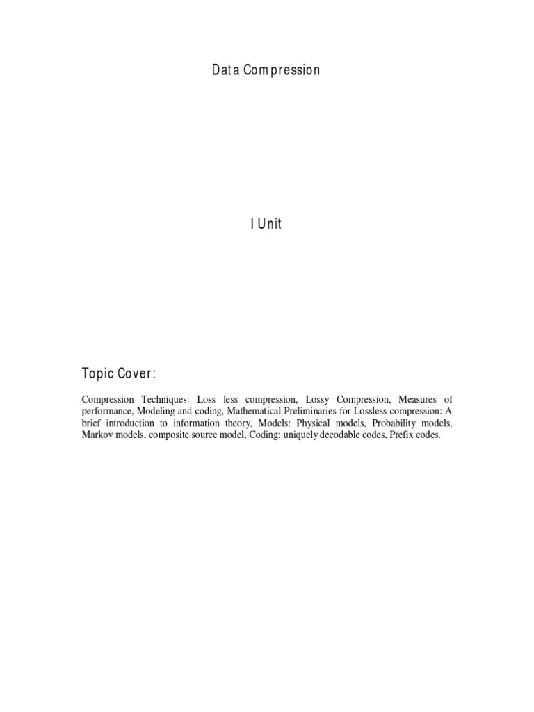 Data Compression | PDF | Data Compression | Bit