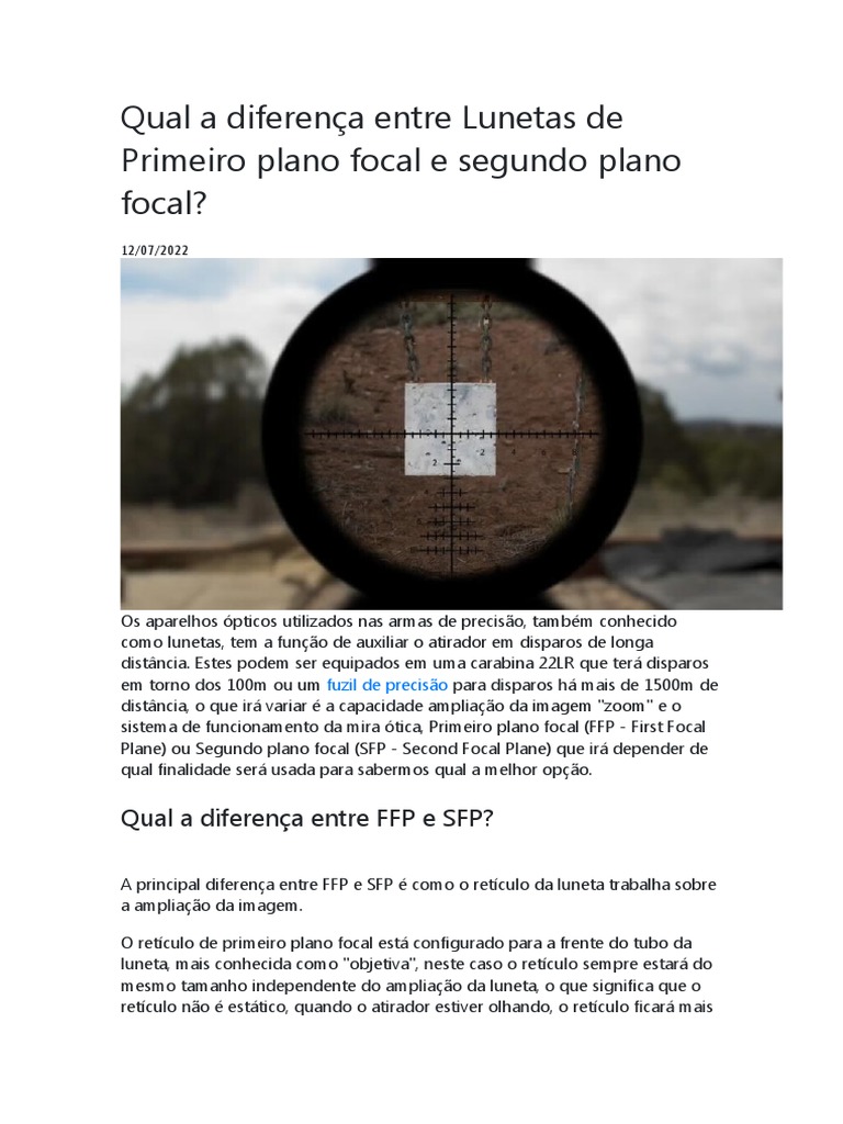 Lunetas FFP vs SFP: Diferenças e Vantagens | PDF | Ótica | Lentes de zoom