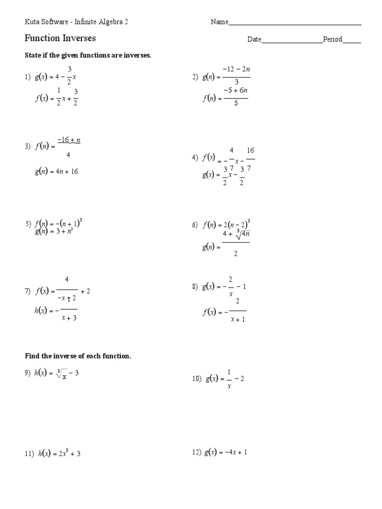 Function Inverses | PDF | Function (Mathematics) | Abstract Algebra Function Inverses | PDF | Function (Mathematics) | Abstract Algebra