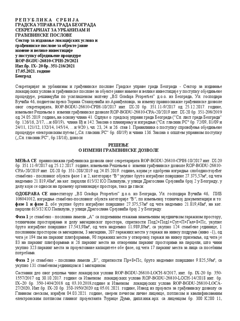 Грађевинска дозвола Верзија за објављивање 20221019144143 Pdf