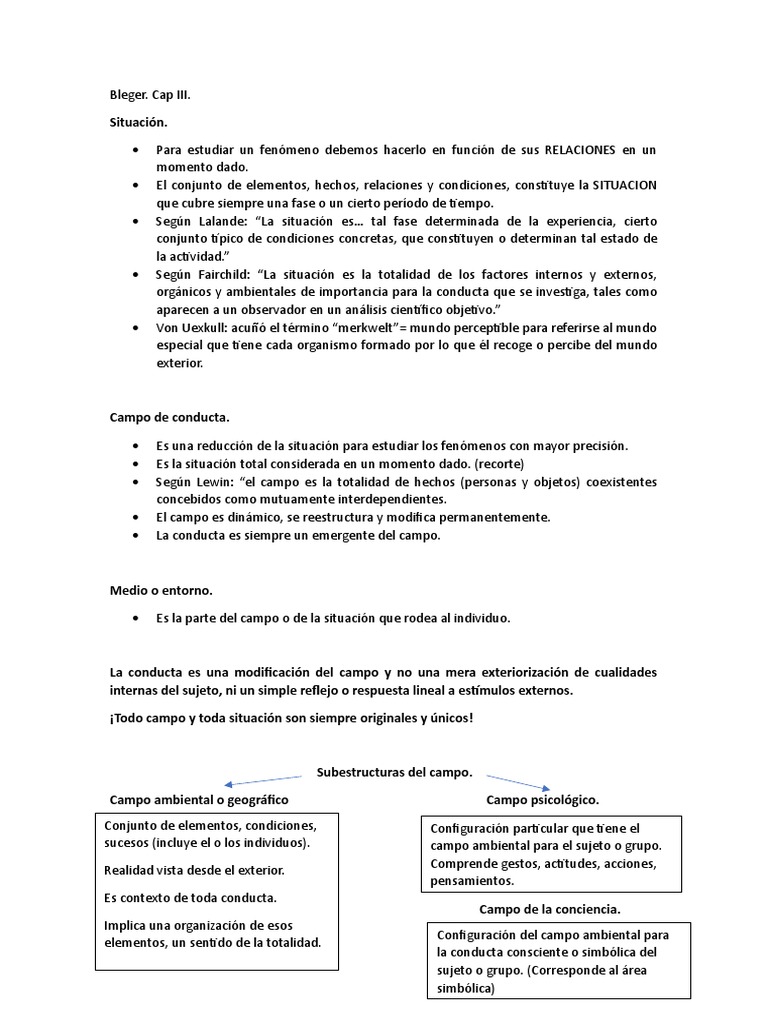 Bleger Resumen Cap. III | PDF | Sicología | Comportamiento