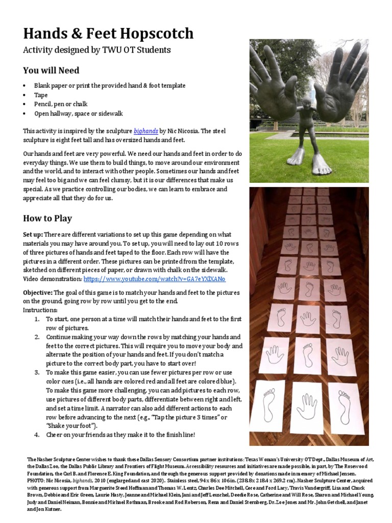 Sensory Activity Hand Foot Hopscotch Nicosia | PDF