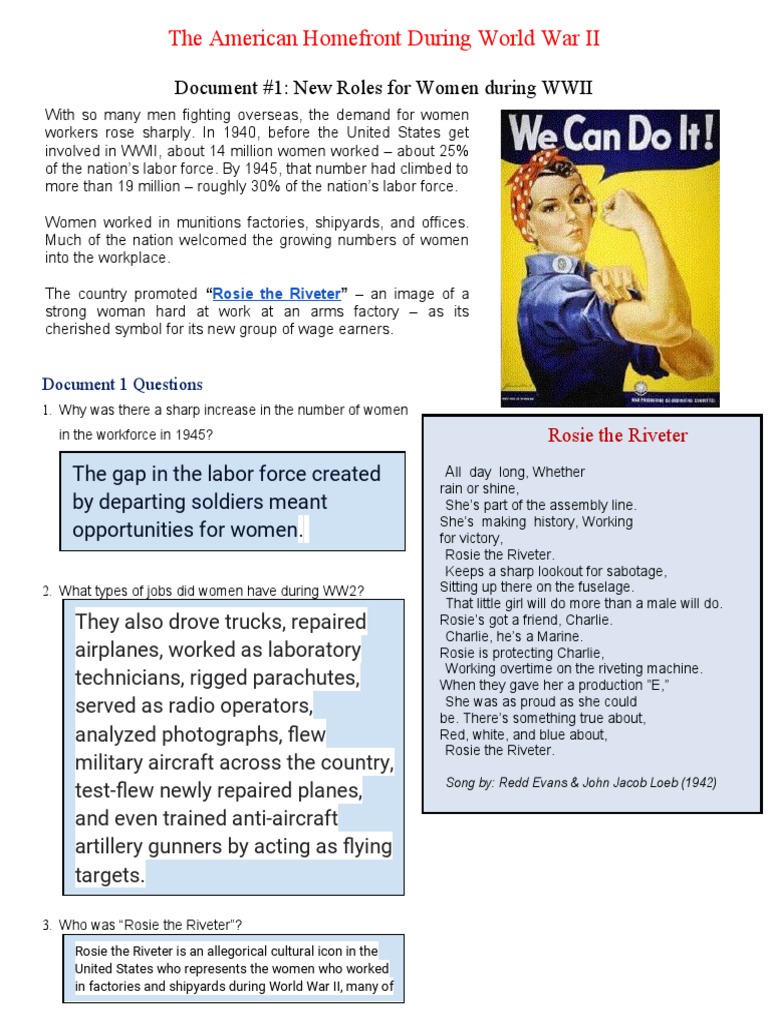 The American Homefront During World War II: Document #1: New Roles For ...