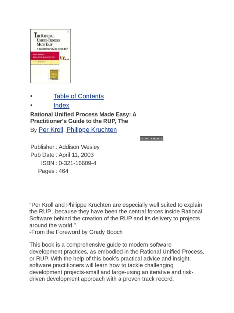 Index: Rational Unified Process Made Easy: A Practitioner's Guide To The RUP, The | PDF ...