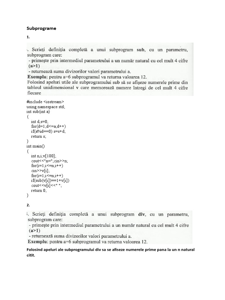 Aplicații Subprograme | PDF