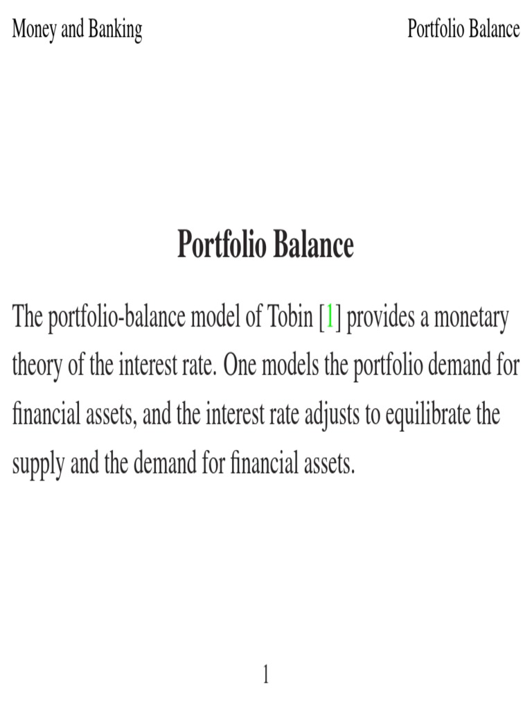 Portfolio Balance | PDF | Interest | Demand For Money