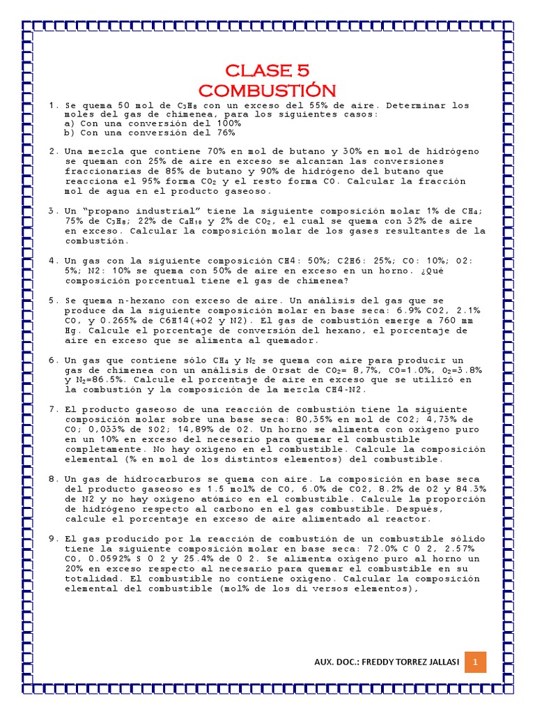 Clase 5 Combustión | PDF | Combustión | Combustibles