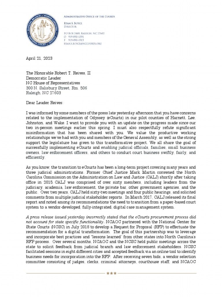 NC eCourts Odyssey Implementation Update | PDF | Search Warrant ...