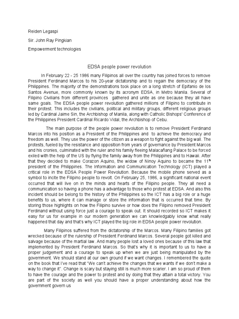 EDSA Revolution: ICT's Role in Democracy | PDF | Philippines