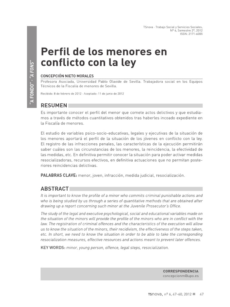 Perfil Del Menor Infractor | PDF | Derecho penal | La delincuencia juvenil