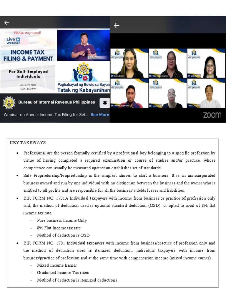 Income Tax Filing For Self-Employed Individuals | PDF | Tax Deduction ...