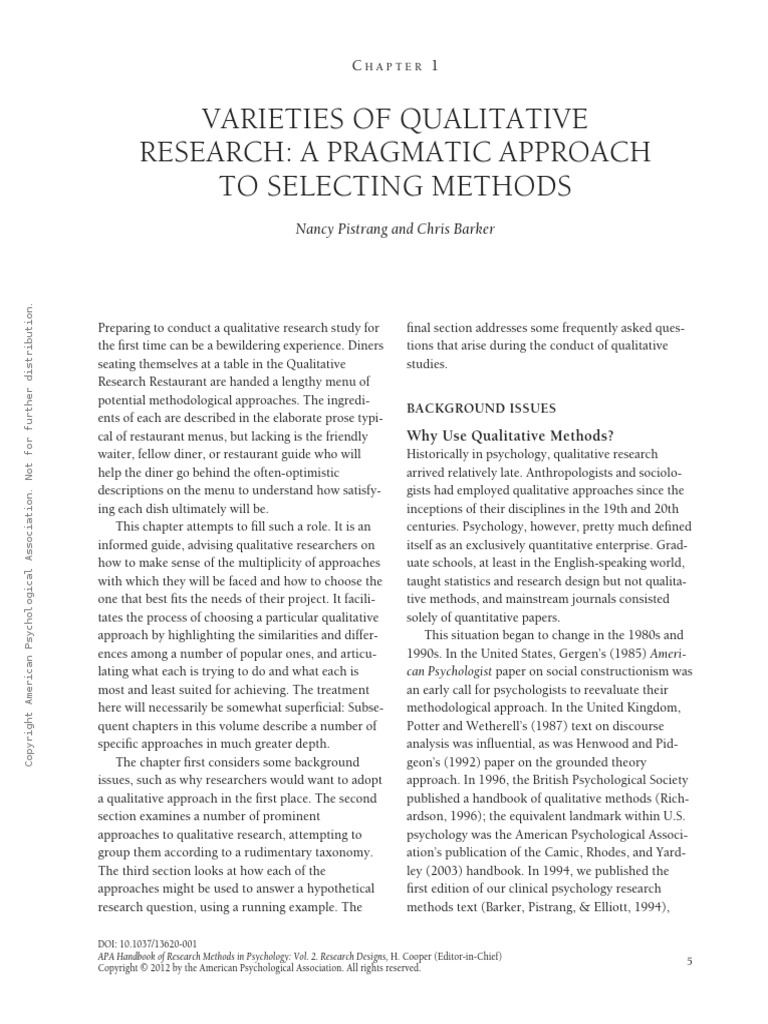 Pistrang y Barker, 2012 | PDF | Qualitative Research | Positivism