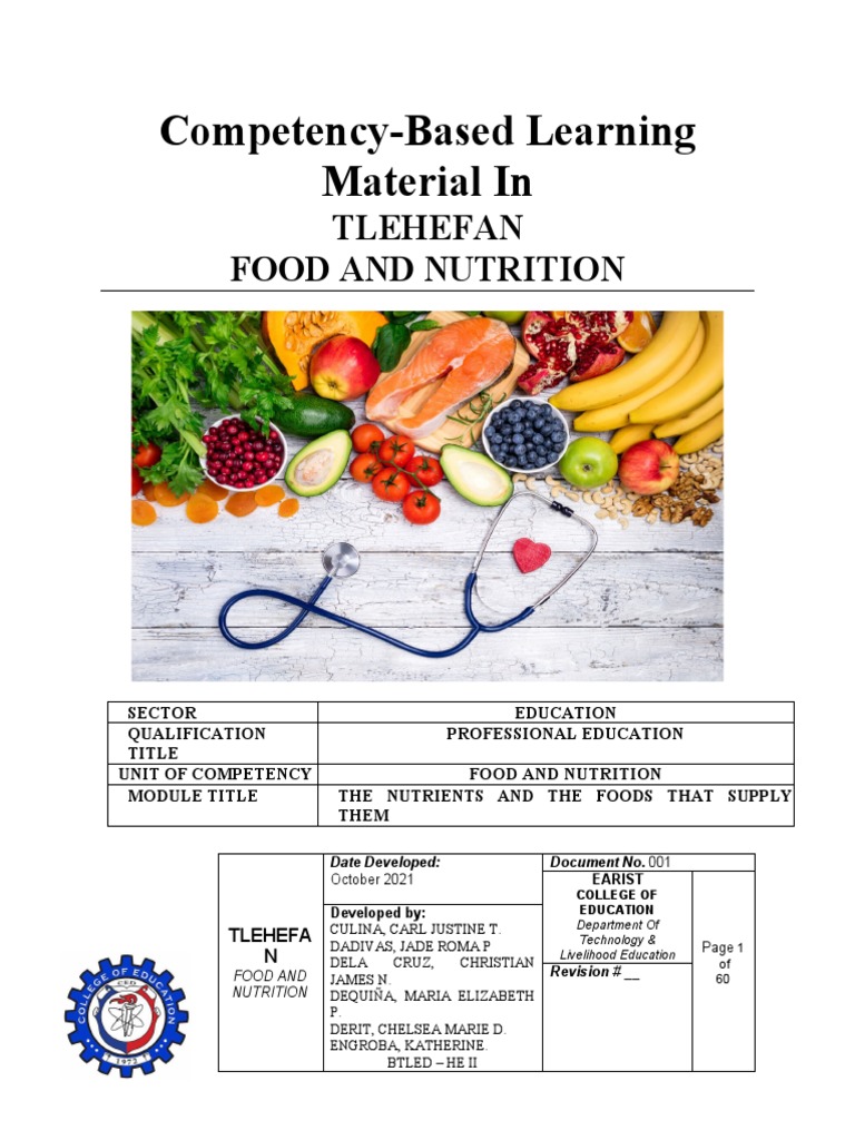 Food and Nutrition CBLM | PDF | Diet & Nutrition | Dietary Fiber