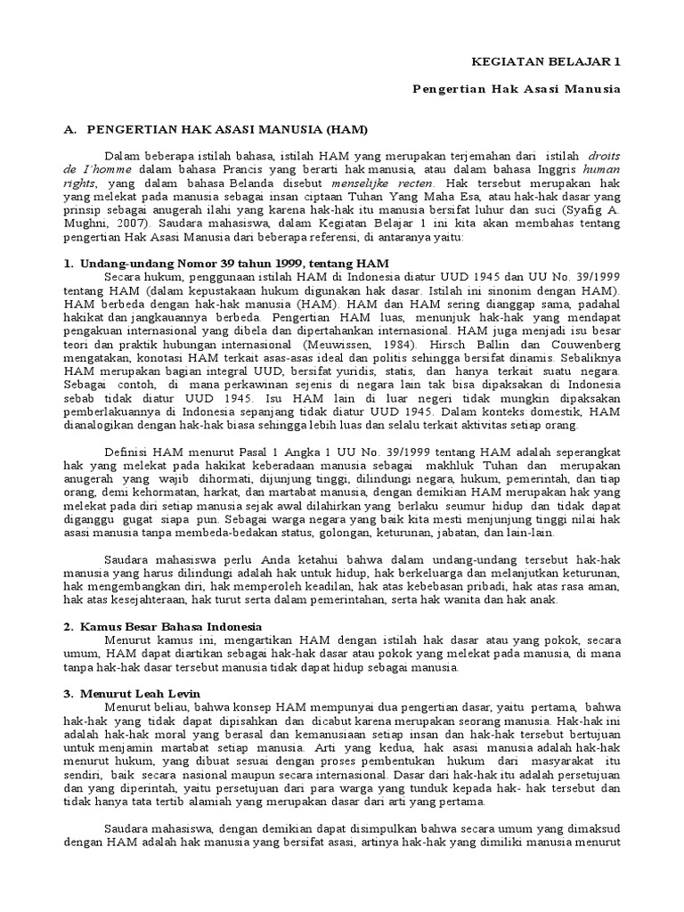 Kb 1 Pengertian Ham Pdf