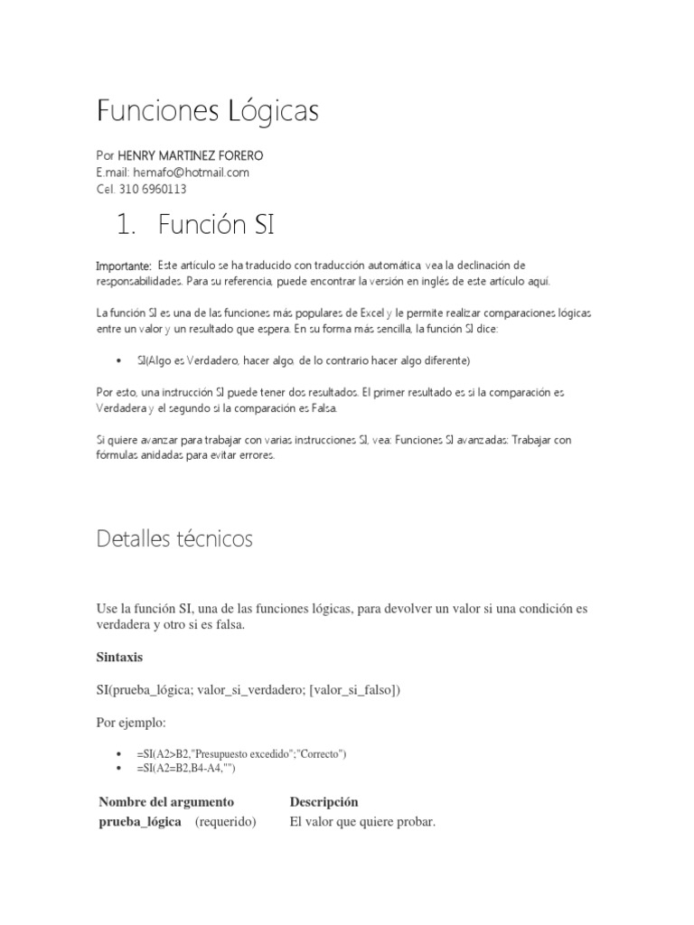 Funciones Logicas | PDF | Microsoft Excel | Matriz (Matemáticas)
