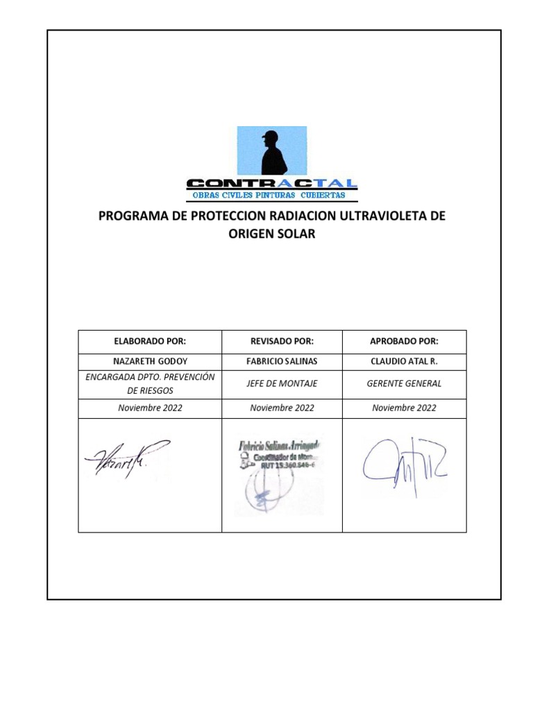PST-CT-05 - Programa de Proteccion Radiacion UV | PDF | Ultravioleta | Dom