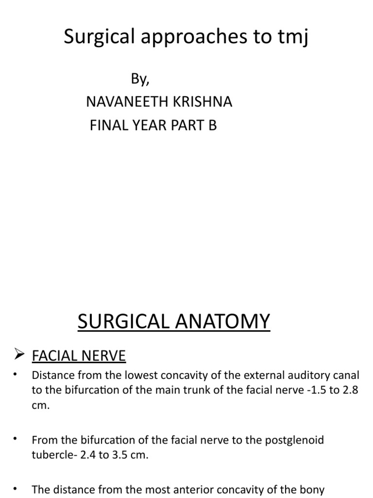 Surgical Approaches to TMJ Explained | PDF | Anatomical Terms Of ...