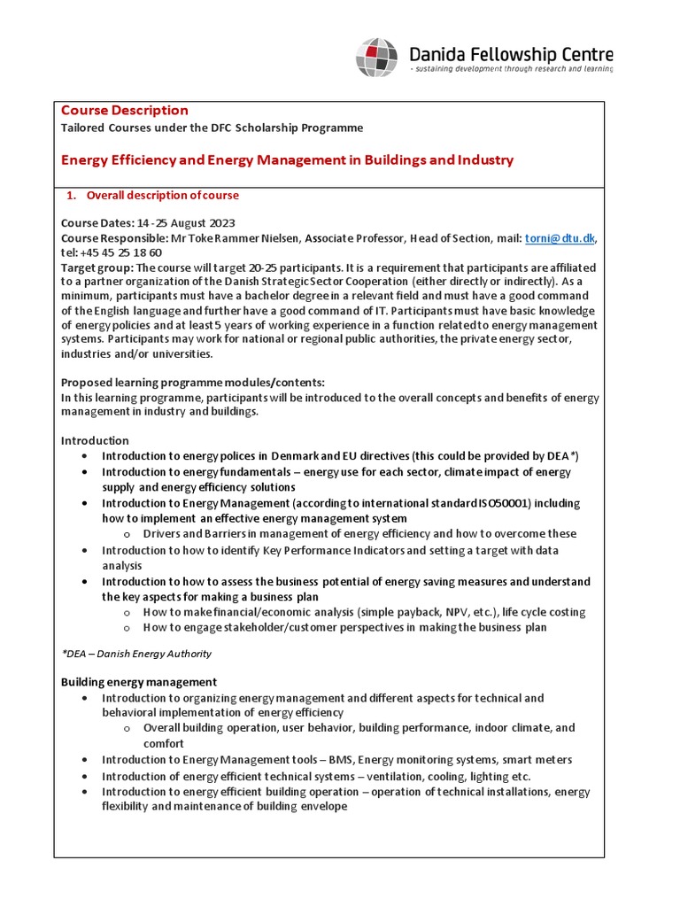 Course Description - DFC - Energy Efficiency & Energy Management in ...