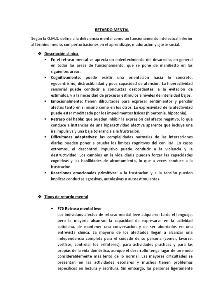 Guía de Tipos de Retraso Mental | PDF | Discapacidad intelectual | Tiroides