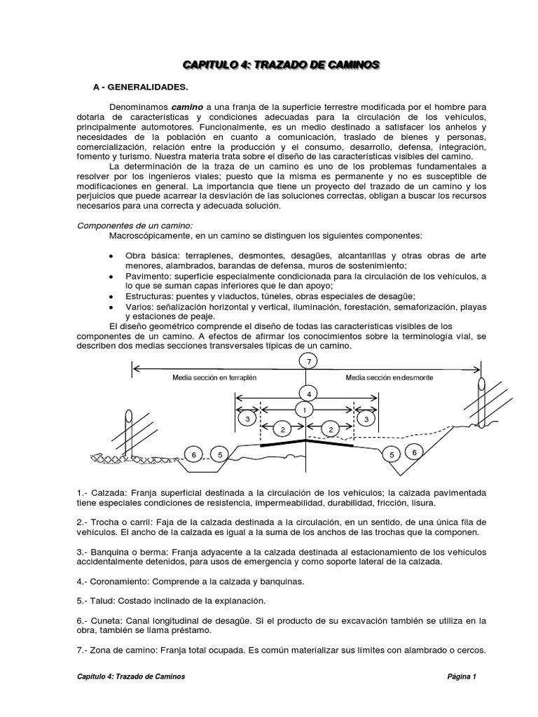 Características y clasificación de caminos | PDF | Topografía | Diseño