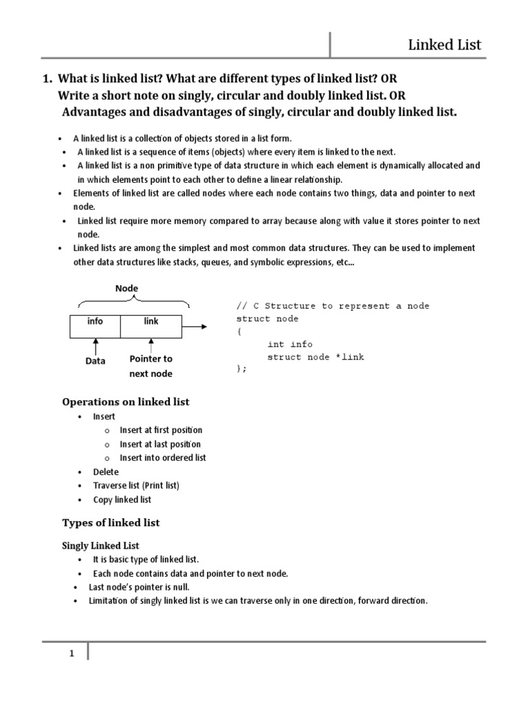 Linked List Notes Pdf Pointer Computer Programming Computer Programming 2260