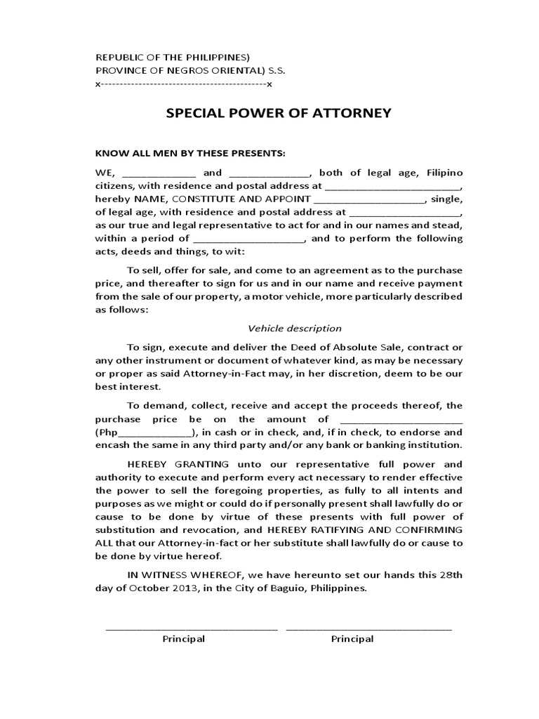 Special Power of Attorney | PDF | Power Of Attorney | Civil Law (Legal ...
