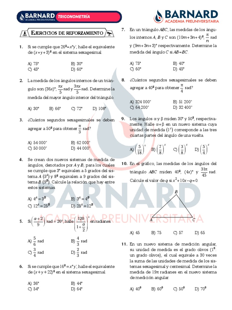 Trigonometría - Sistema de Medidas Angulares Ejerc-Comprimido | PDF ...