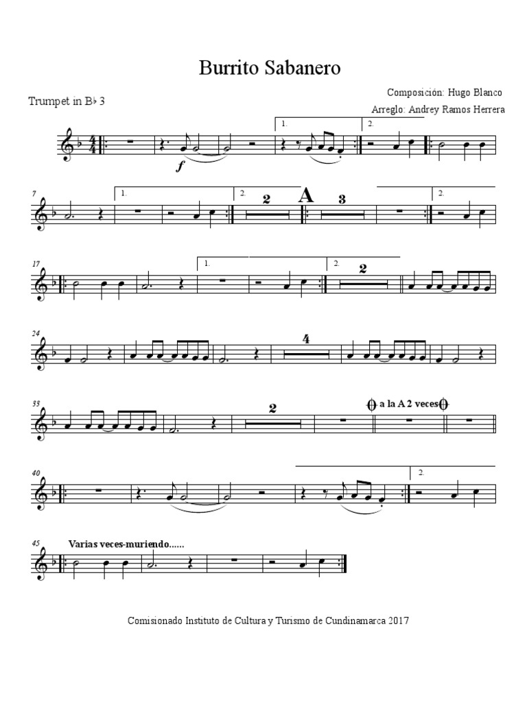 Burrito Sabanero BSJC - Trumpet in BB 3 | PDF