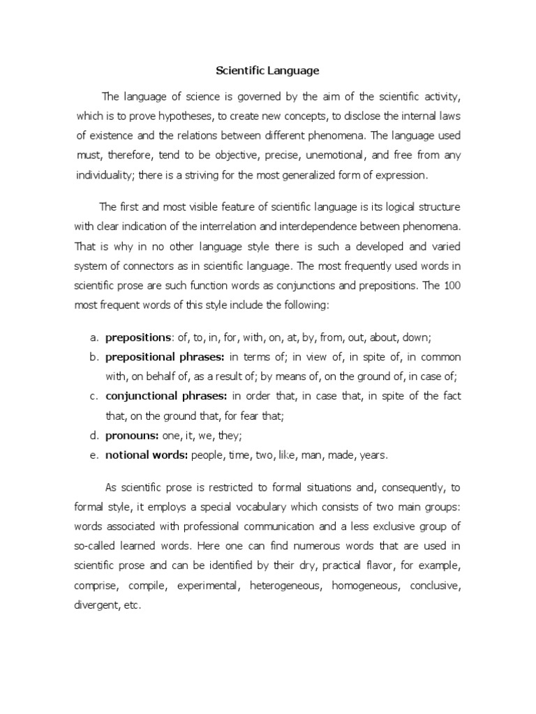 An Analysis of the Linguistic Features and Structure of Scientific ...