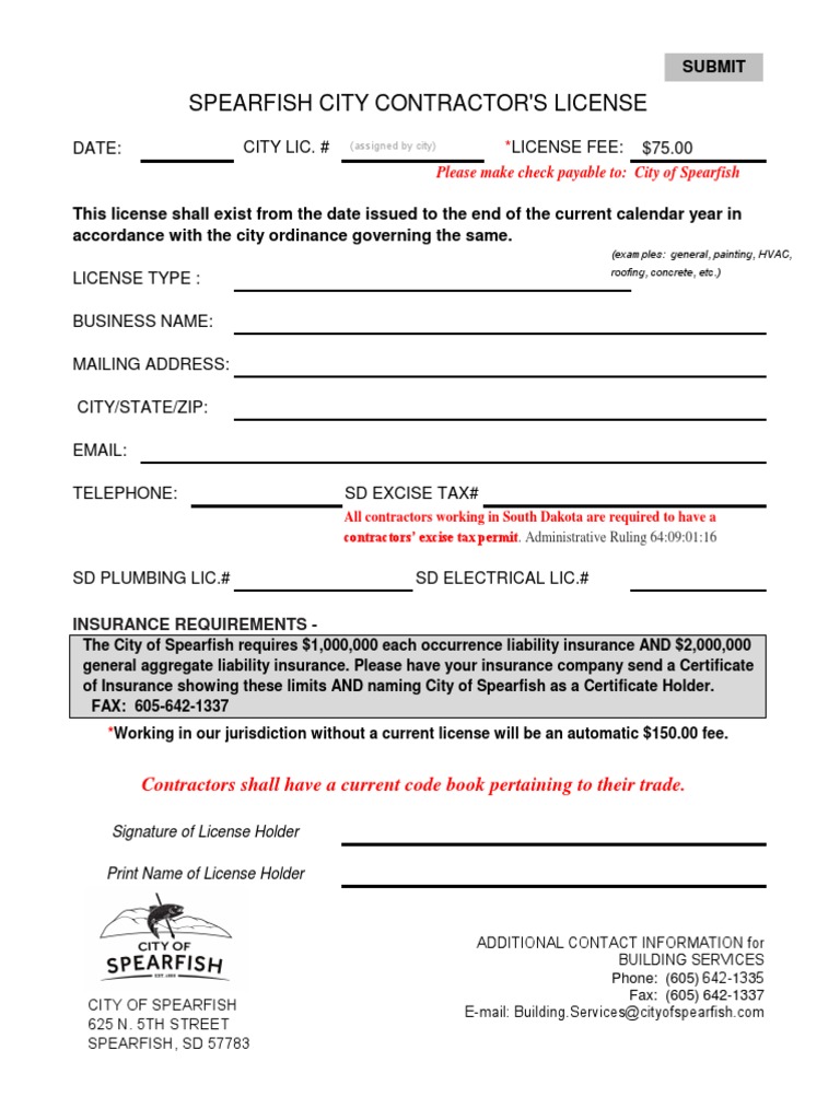 Contractor License Form PDF | PDF