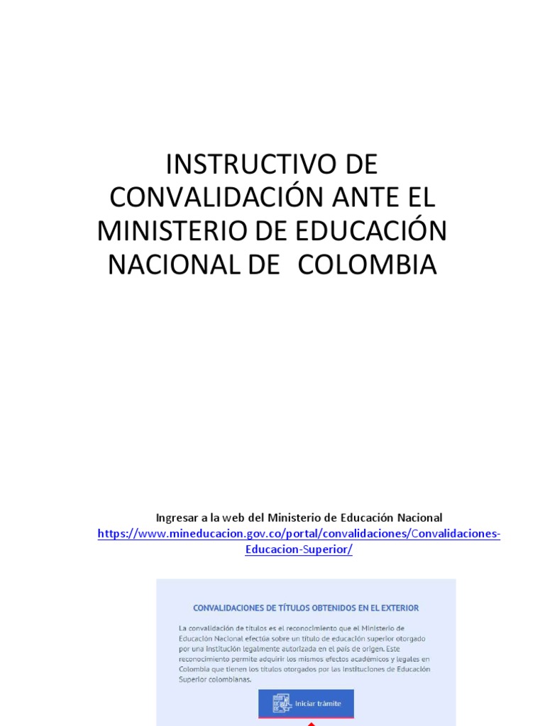 Instructivo Convalidación Colombiav21072021 | PDF