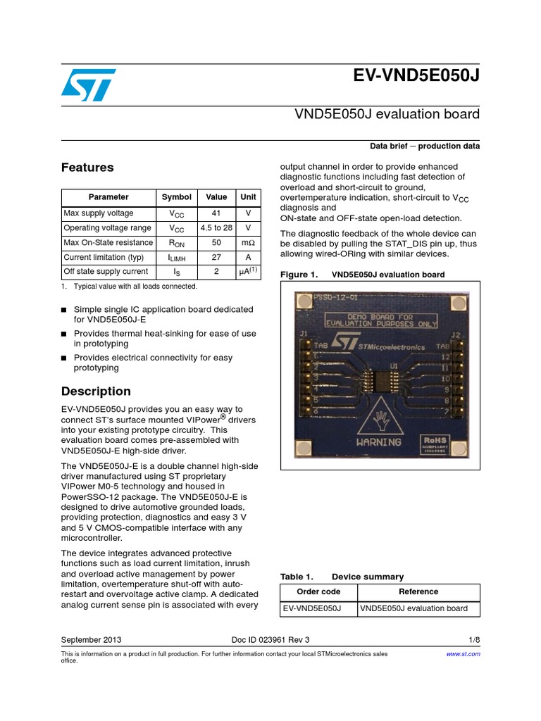 Datasheet - HK Ev-Vnd5e050j 8304473 | PDF | Trademark | Implied Warranty