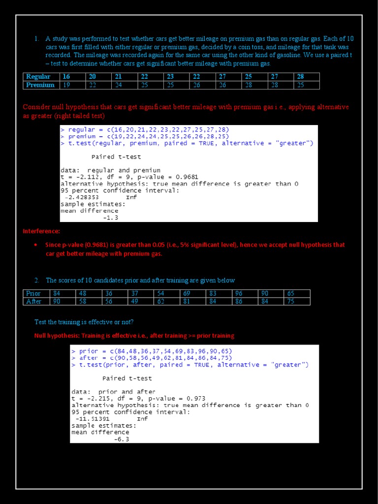 Consider Null Hypothesis That Cars Get Significant Better Mileage With ...