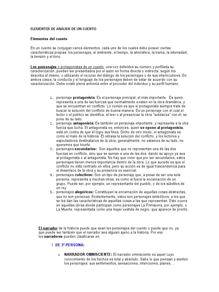Elementos Clave en el Análisis de Cuentos | PDF | Narración | Cuentos