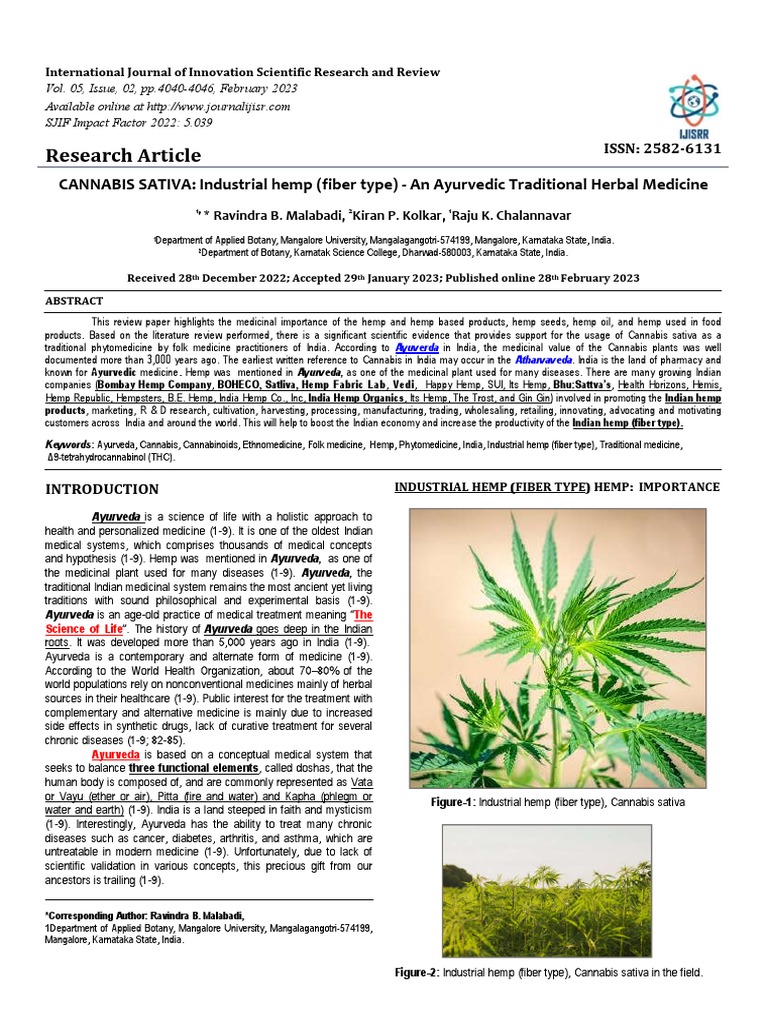 Ayurvedic Hemp: Tradition & Industry | PDF | Ayurveda | Cannabis