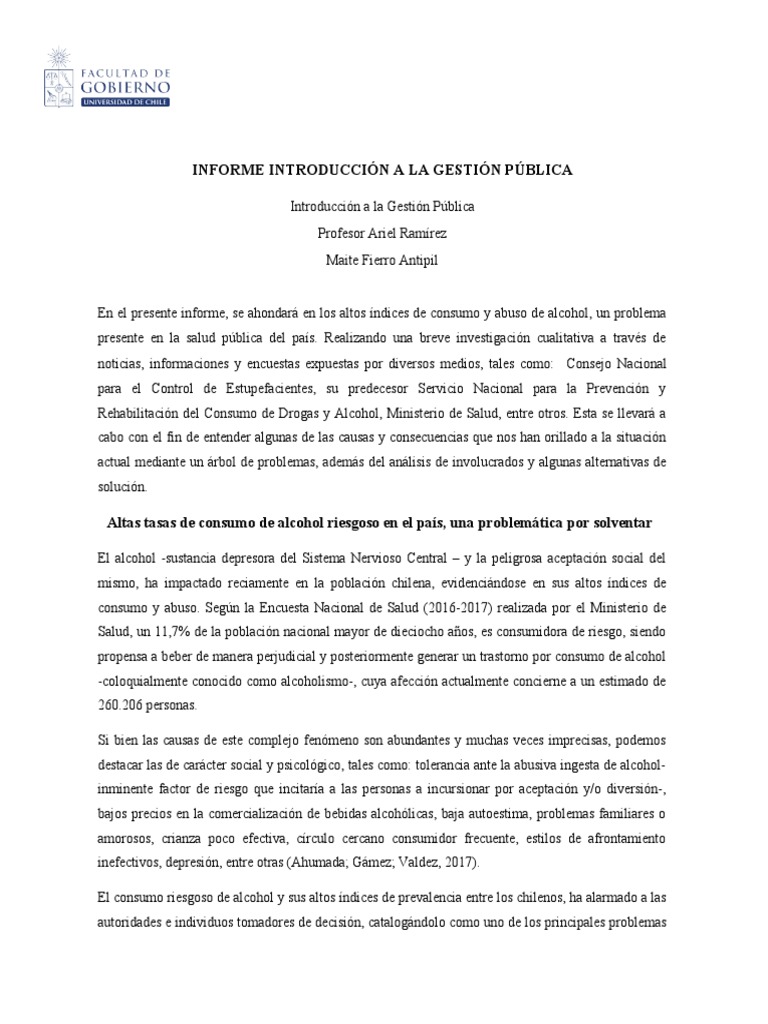 Informe Intro Fierro | PDF | Alcoholismo | Depresión (estado de ánimo)