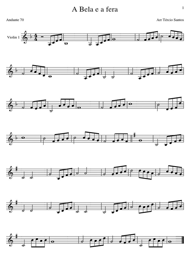 A Bela e A Fera - Duo - Violin 1 | PDF