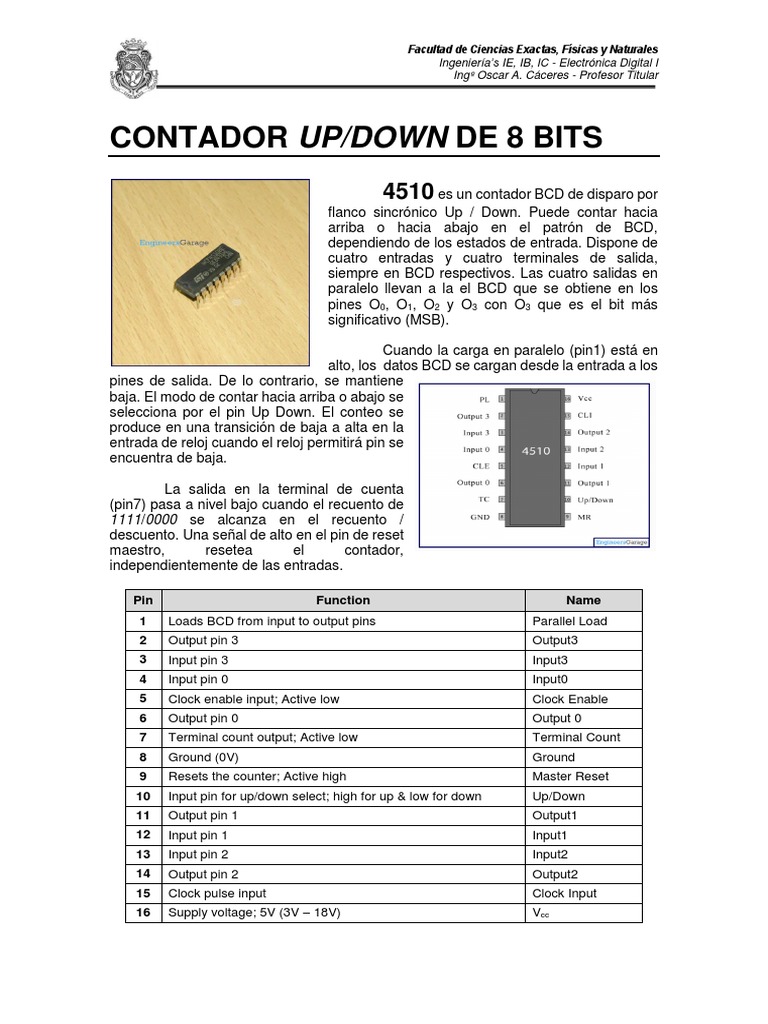 Contador BCD 4510: Funciones y Pines | PDF | Ingenieria Eléctrica ...