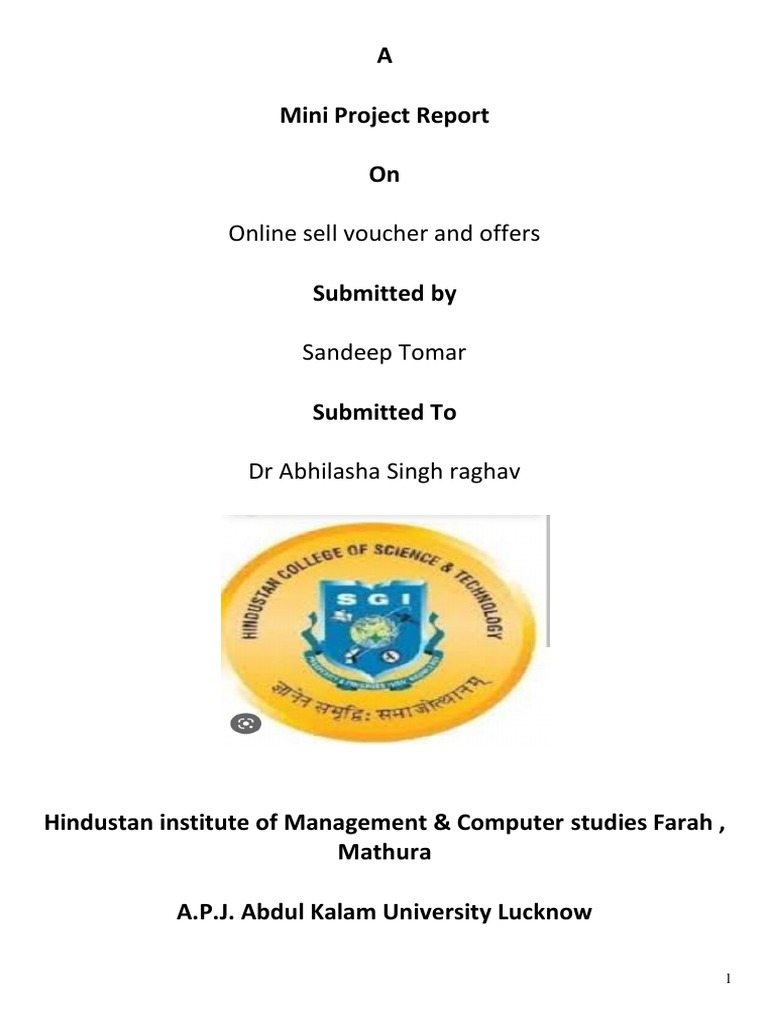 Sandeep Tomar Miniproject Report 1 | PDF | Sales | Voucher