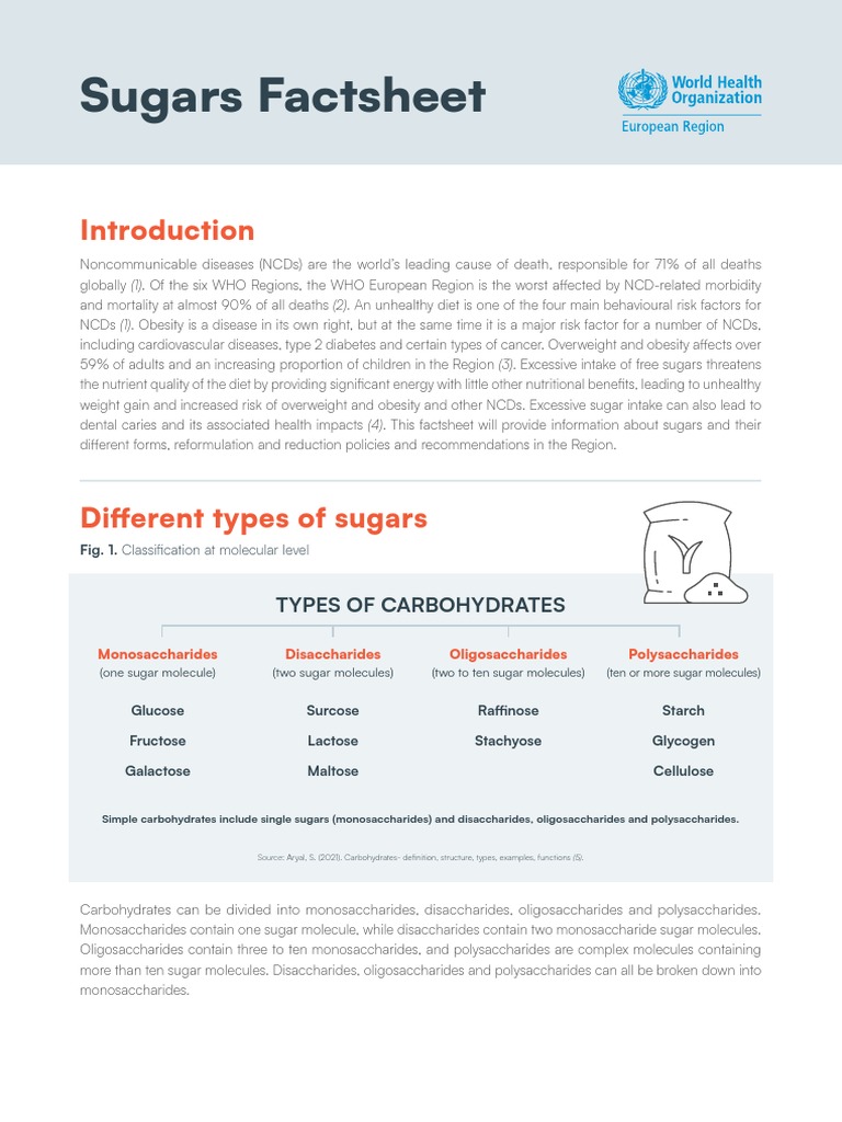 Sugars Factsheet | PDF | Sugar | Diet & Nutrition