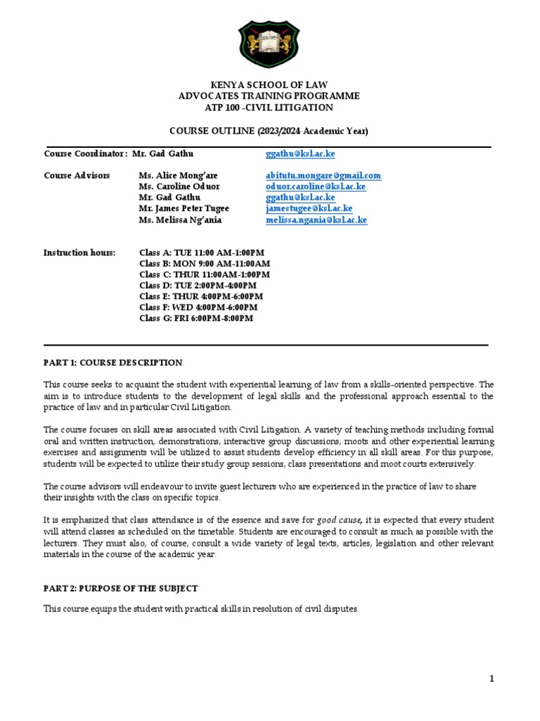 Navigating Civil Litigation: A Guide to the Kenya School of Law's ...