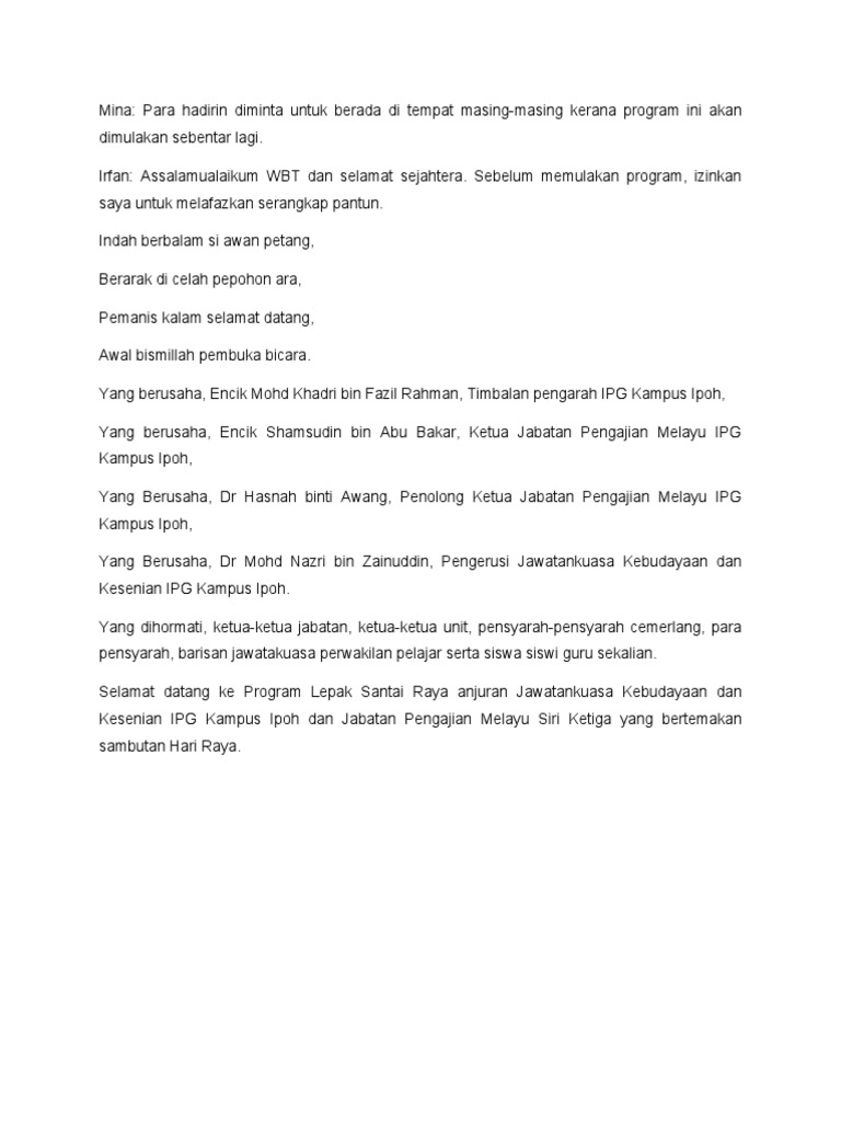 Skrip Program Lepak Santai | PDF