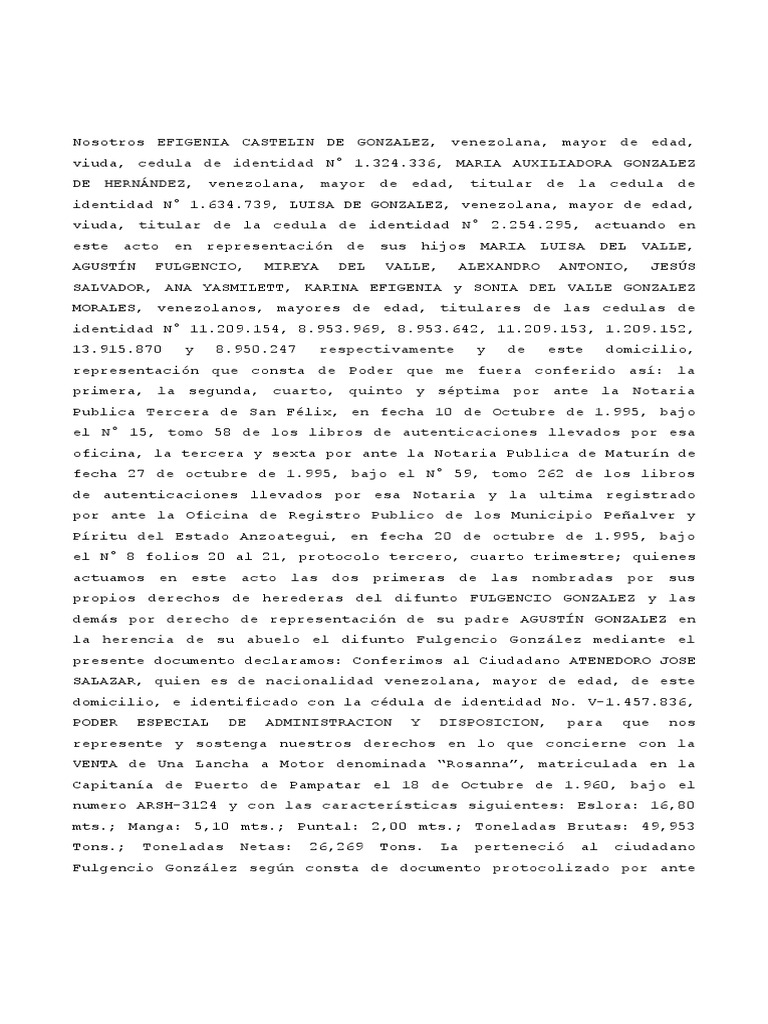 Poder Especial Venta Sucesion Lancha. | PDF | Justicia | Crimen y violencia