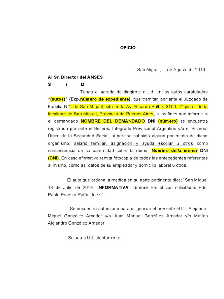 OFICIO Al ANSES | PDF
